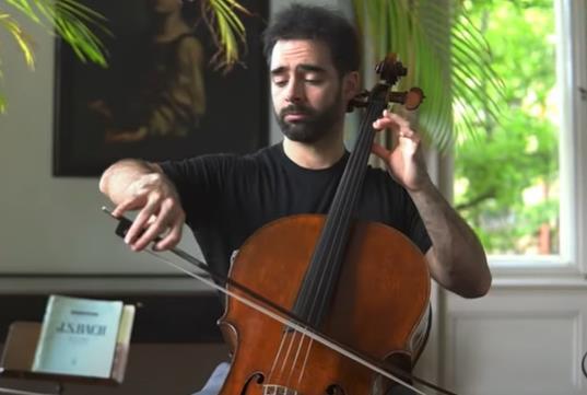 Pablo Ferrández practises Bach’s Prelude in G major from Suite no.1 for ...