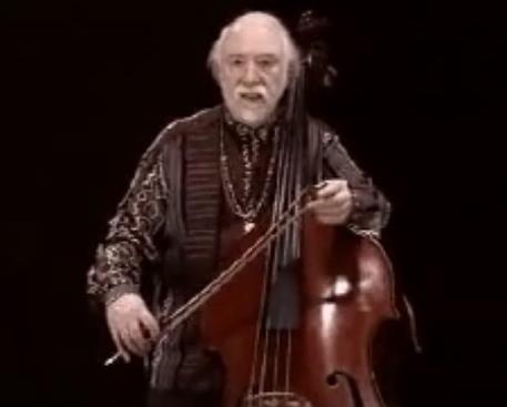 Double bassist François Rabbath demonstrates his crab technique ...