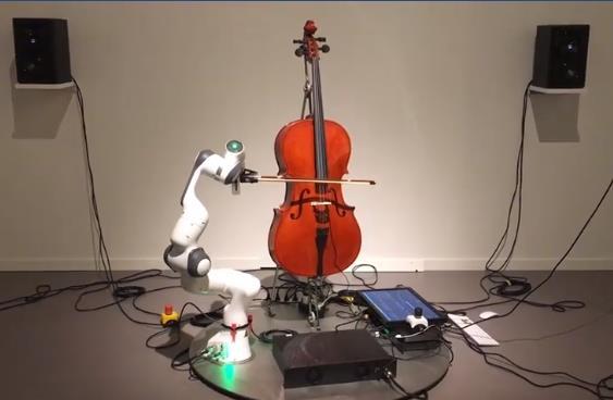 Cello playing robot forms part of exhibition at the Kunsthaus Zurich ... Cello playing robot forms part of exhibition at the Kunsthaus Zurich ...