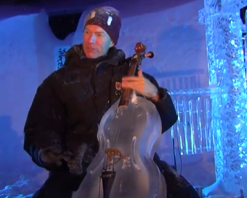 Svante Henryson performs an ice cello at Norway's Ice Music Festival ...